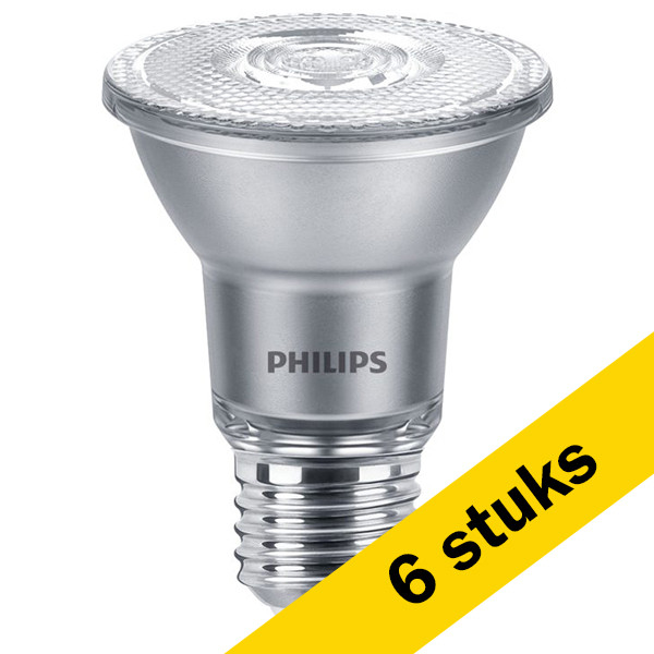 Aanbieding: 6x Philips LED lamp E27 | Reflector PAR20 | 4000K | 25° | Dimbaar | 6W (50W) Philips ...